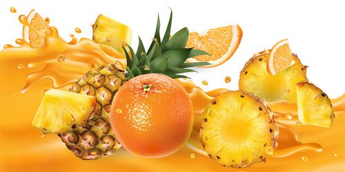 Fresh pineapple juice banner Royalty Free Vector Image