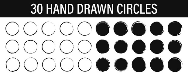 Hand drawn circle line sketch set circular Vector Image