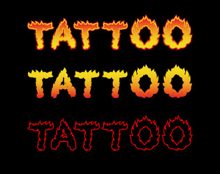 Tattoo fire font flame alphabet fiery letters Vector Image