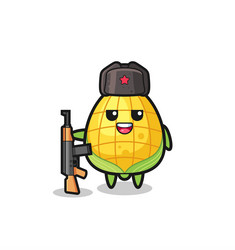 Cute corn mascot as a soldier Royalty Free Vector Image