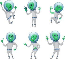 Cartoon aliens in various action poses Royalty Free Vector
