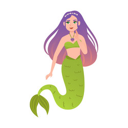 Cute mythical princess and corals with seaweed Vector Image
