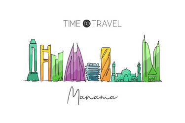 Single continuous line drawing manama city Vector Image