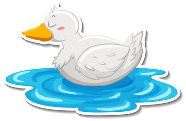 Duck animal farm cartoon sticker Royalty Free Vector Image