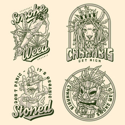 Cannabis weed set flyer monochrome Royalty Free Vector Image