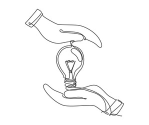 Hands protect continuous one line drawing hand Vector Image