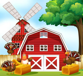 Cute farmhouse red house in cartoon style Vector Image