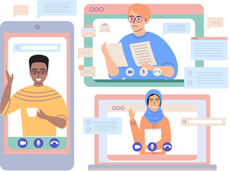 Virtual Team Meeting Vector Images (over 4,300)