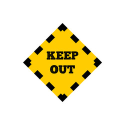 Yellow out sign with dotted line icon Royalty Free Vector