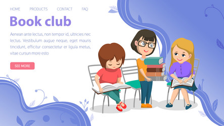 Cartoon people read books at library room Vector Image