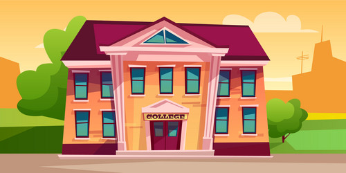 College students sitting on school bench Vector Image