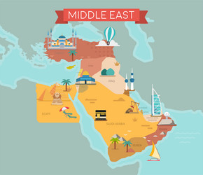 Arab world map with country names Royalty Free Vector Image