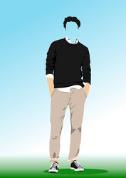 Abstract handsome man without face 3d Royalty Free Vector