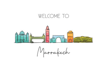 Single continuous line drawing marrakech city Vector Image