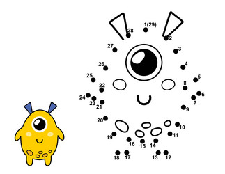 Connect the dots and draw a cute alien character Vector Image