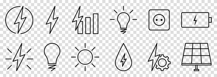 Electric energy line icons Royalty Free Vector Image