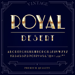 Art deco font golden 1920s decorative letters Vector Image