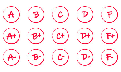 Grading system a grades for school with minus Vector Image