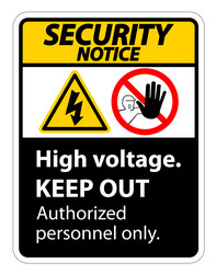 Notice high voltage keep out sign isolate Vector Image