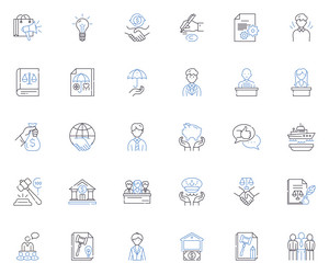 Constitutional rights line icons collection Vector Image