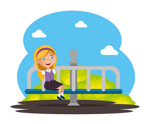 Park with kid zone scene girl Royalty Free Vector Image