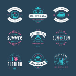 Summer holidays design elements and typography set