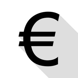 Euro sign black icon with flat style shadow path Vector Image