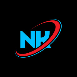 Nk logo n k design white letter nkn Royalty Free Vector