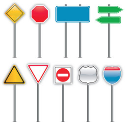 Set green color road signs Royalty Free Vector Image