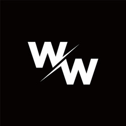 Monogram bold letter w 3d logo broken line symbol Vector Image