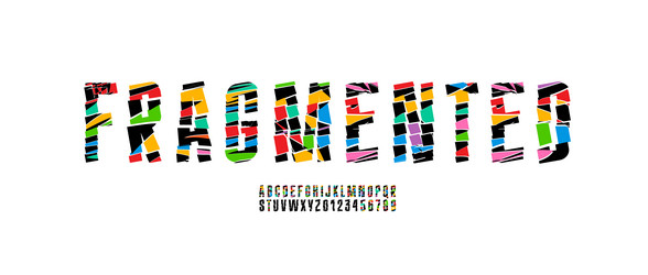 Crushed broken font white cracked alphabet Vector Image