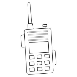 Firefighter holding a radio isolated coloring Vector Image