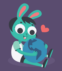 Girl hugging the world Royalty Free Vector Image
