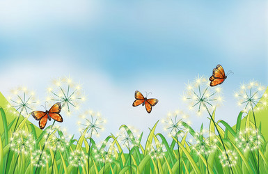 Meadow with butterflies theme 1 Royalty Free Vector Image