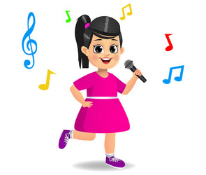 Little girl singing song Royalty Free Vector Image