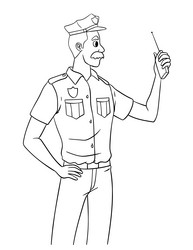 Policeman isolated coloring page for kids Vector Image
