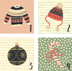 Christmas advent calendar hand drawn Royalty Free Vector