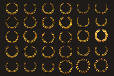 Golden laurel wreath collection Royalty Free Vector Image