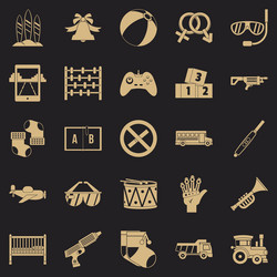 Children playroom icons set simple style Vector Image