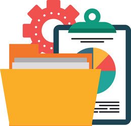 Office clipboard report and folder with gears Vector Image