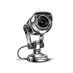 Webcam drawing isolated hand drawn engraved style Vector Image