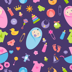 Girl baby shower seamless pattern Royalty Free Vector Image