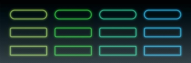 Neon frames rectangular glowing borders set Vector Image