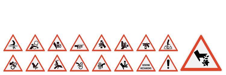 Set of iso warning signs hand crushing force Vector Image