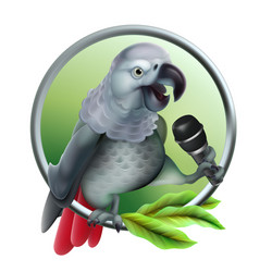 Talking parrot with microphone realistic Vector Image