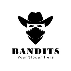 Bandit head flat style logo Royalty Free Vector Image