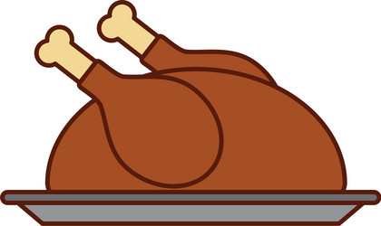 Turkey dinner cartoon traditional food Royalty Free Vector