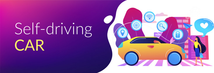 Autonomous car concept banner header Royalty Free Vector