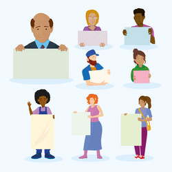 People holding banners Royalty Free Vector Image