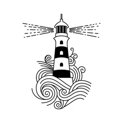 Lighthouse engraving style Royalty Free Vector Image